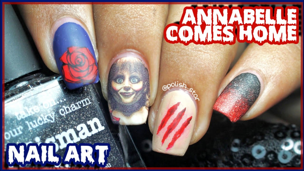 Annabelle Comes Home Nail Art (The Conjuring Universe) | Halloween ...
