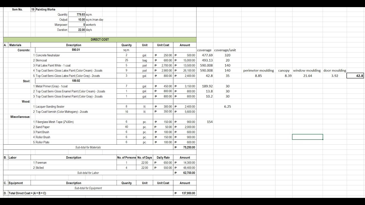 Part 20 (Painting Works) Estimate Tutorial of Two-Storey Residential ...