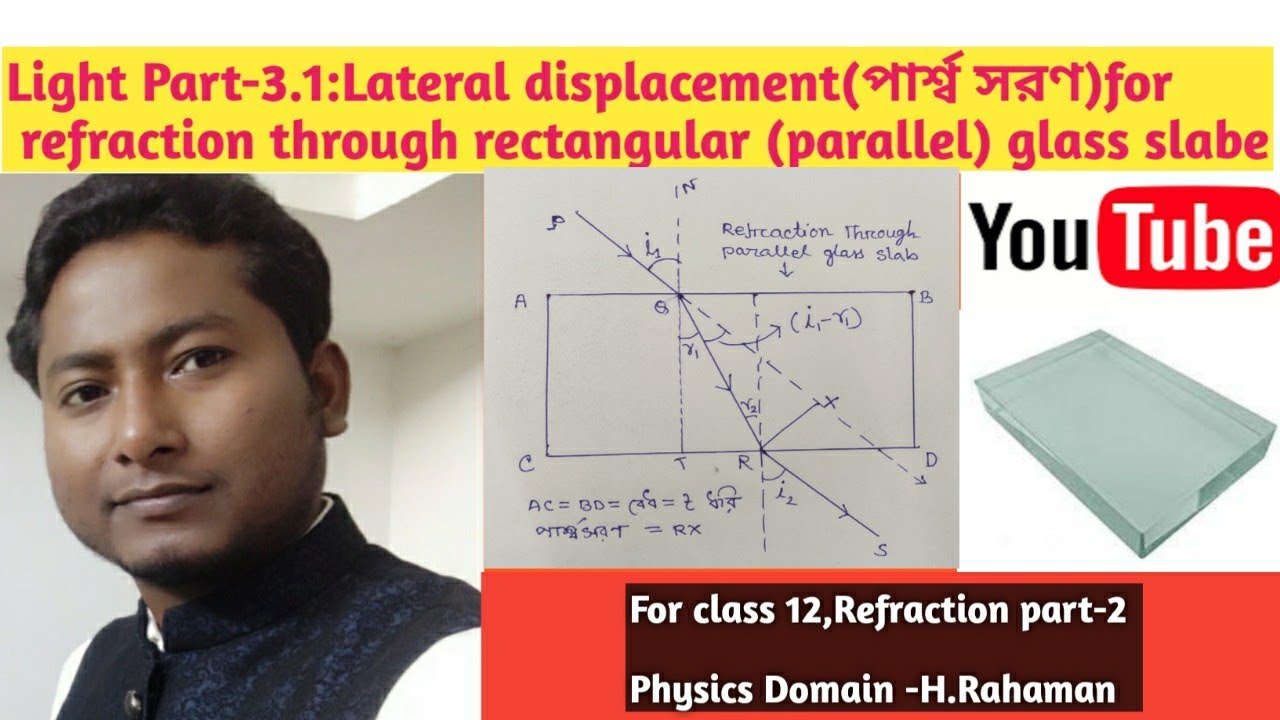 Lateral displacement (পার্শ্ব সরণ) in glass slab - YouTube