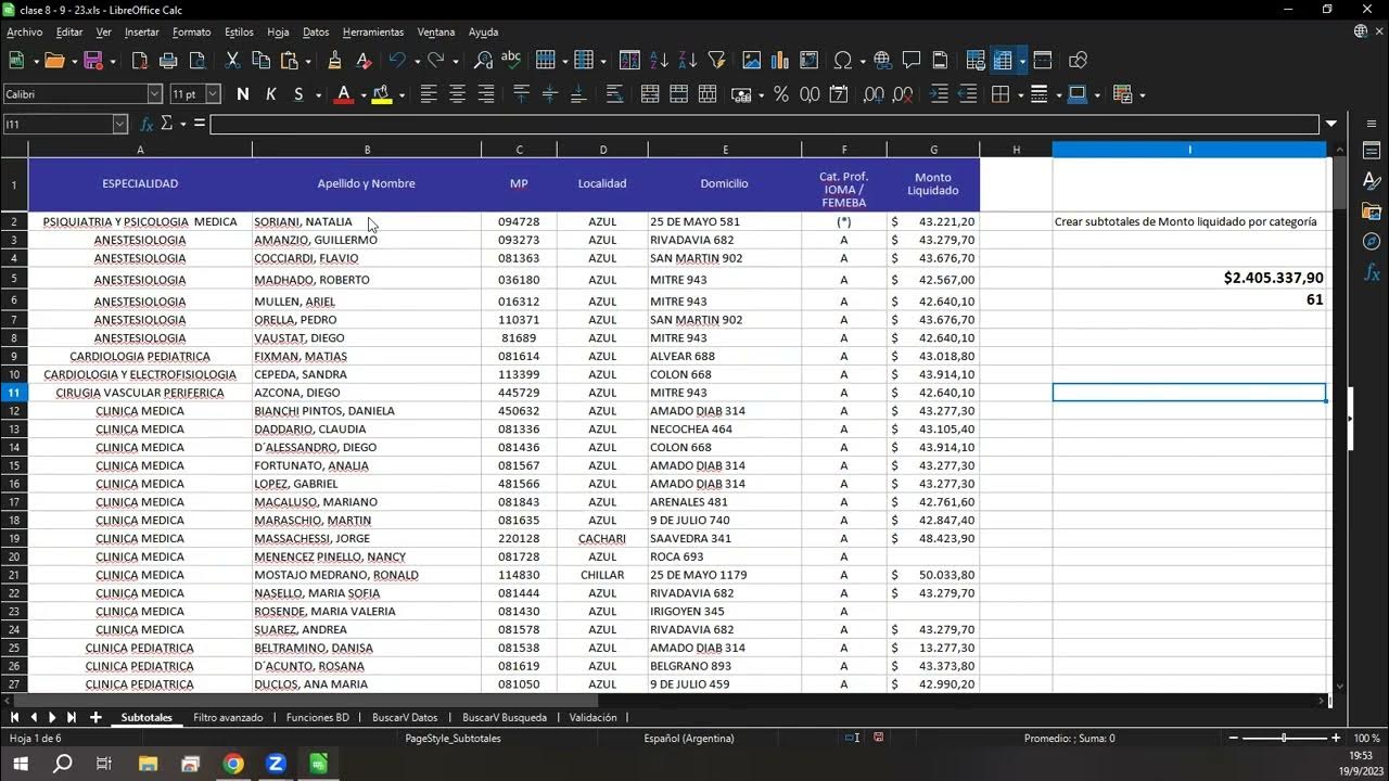 subtotales en LibreOffice Calc - YouTube