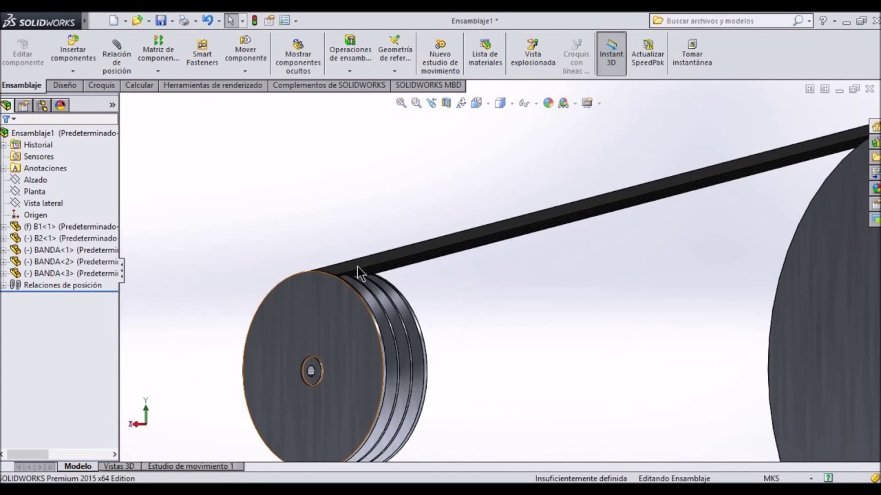 Transmisión por bandas en SOLIDWORKS - YouTube