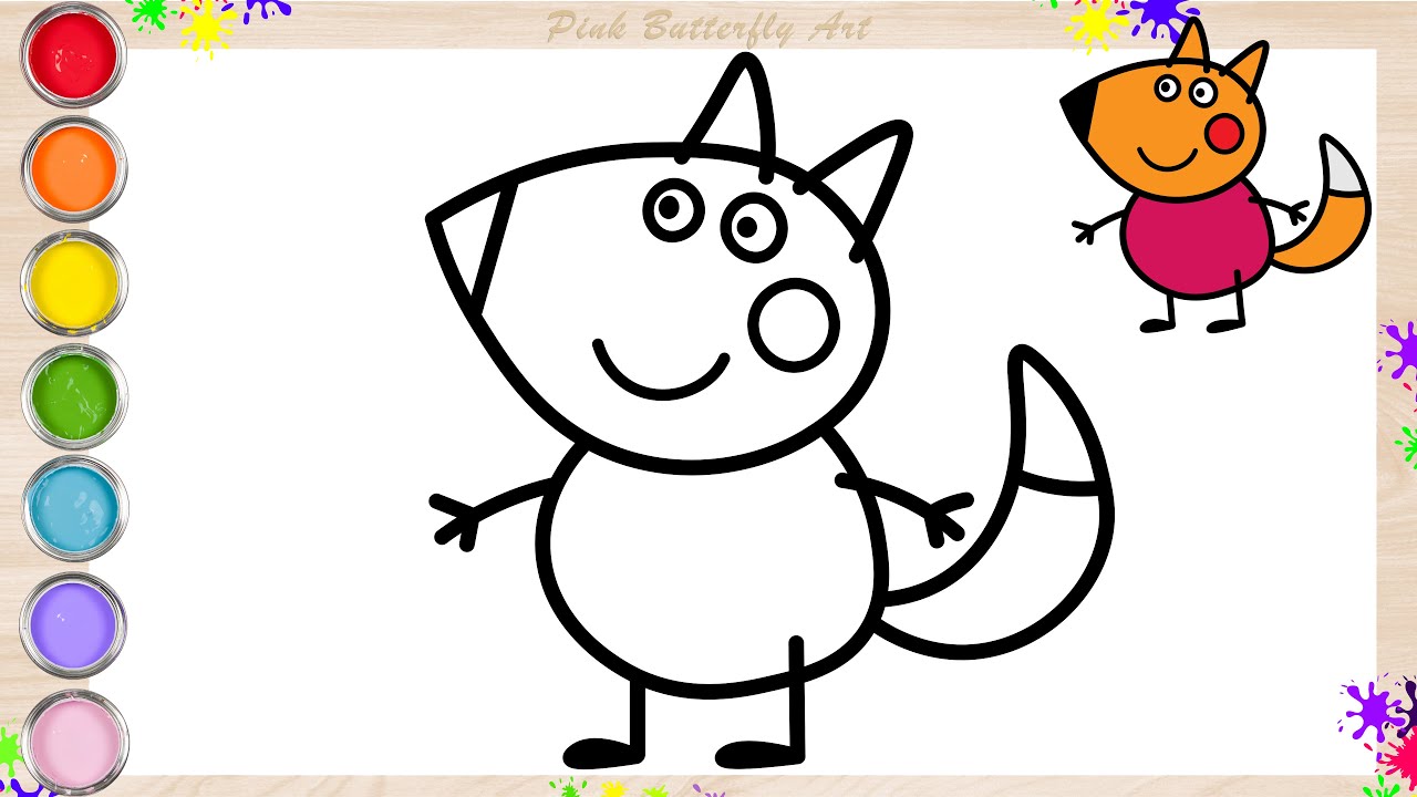Freddy Fox of Peppa Pig Drawing and Coloring Animations for Kids ...