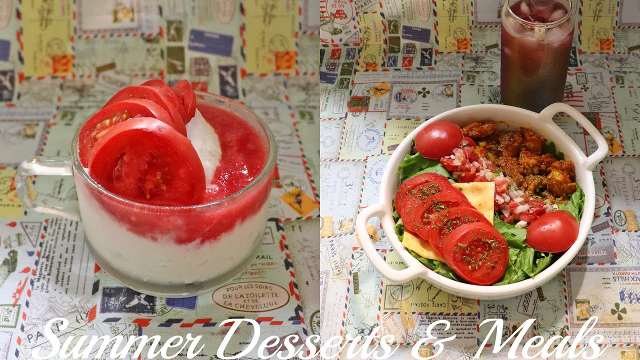 Vlog자취 브이로그토마토로 알차게 요리와 디저트 해먹기🍅 타코라이스 레시피🌮 토마토빙수🍨 새우튀김 메밀소바🍤 바나나 팬케이크 커피믹스 바나나쉐이크 깍두기