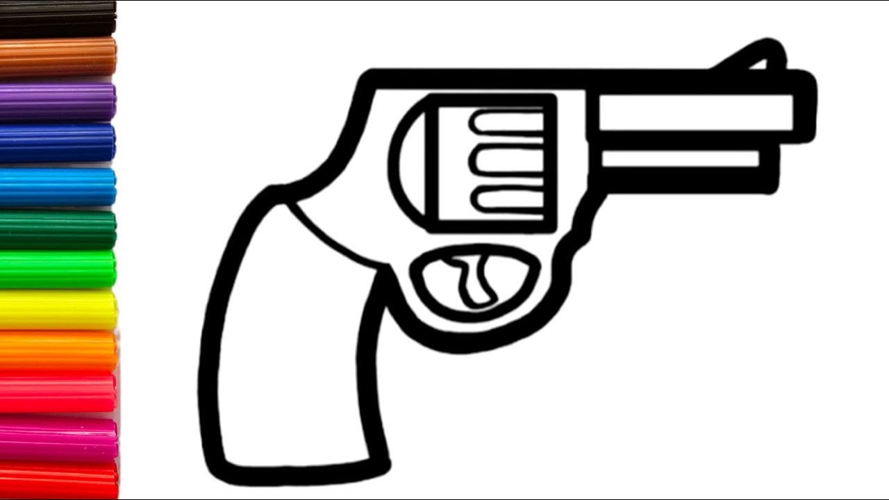 How to draw cute and easy gun | Easy drawing painting and coloring gun ...