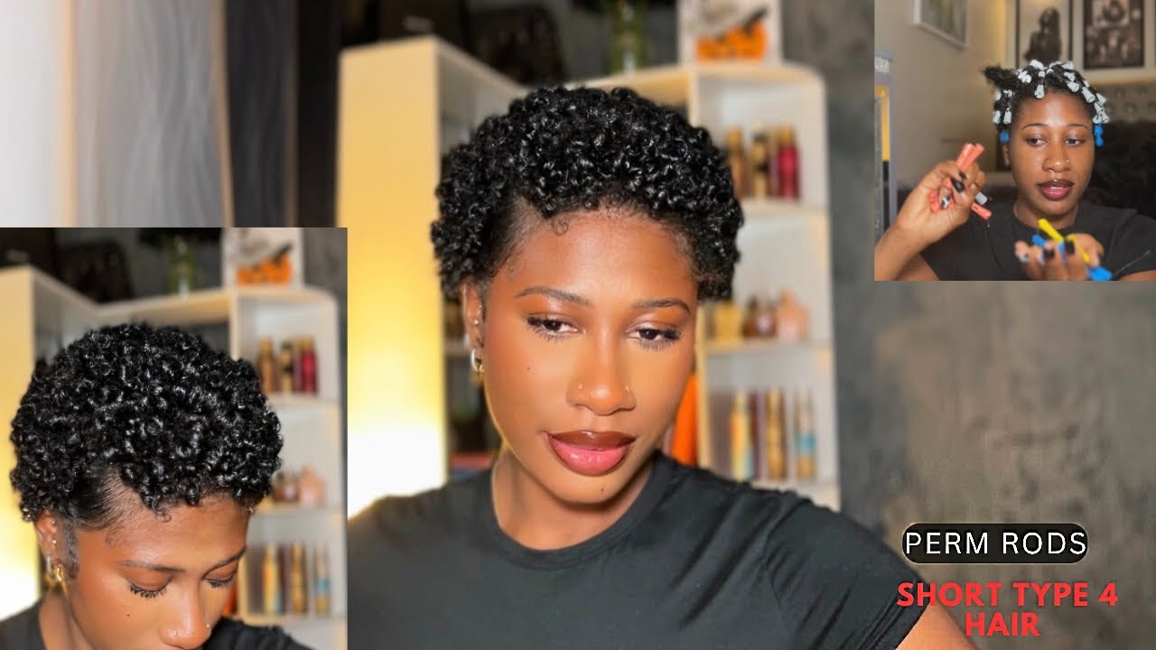 Perm Rod Set on Short Type 4 Natural Hair | ft @keracare - YouTube