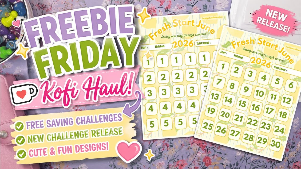 FREEBIE FRIDAY 💖 Ko-fi Haul + NEW Savings Challenge Release! - YouTube