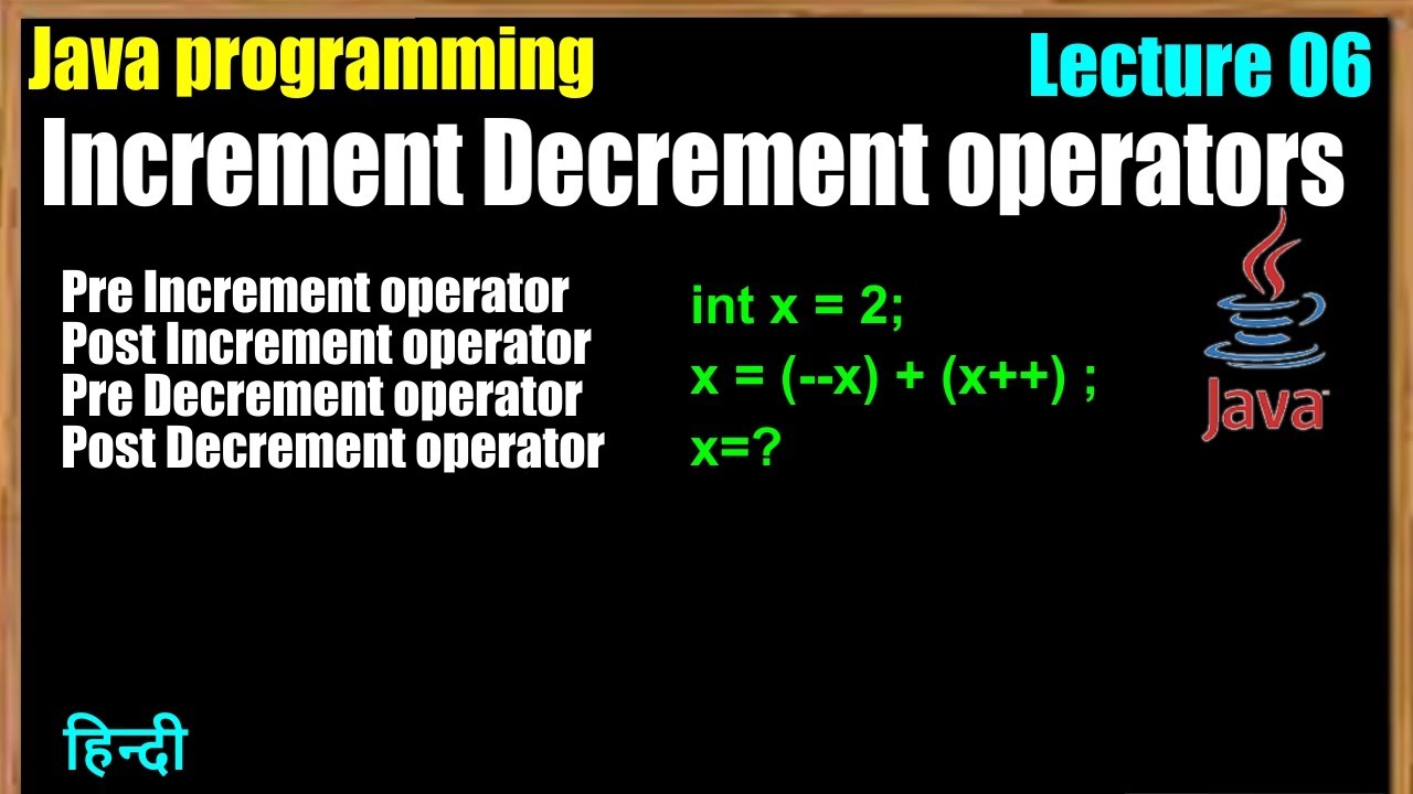Lect 06 Increment Decrement operatos in Java and practice questions in Hindi - YouTube