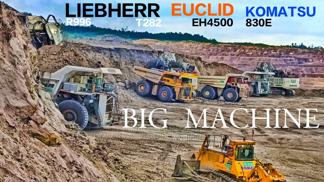 LIEBHERR R996 LOADING MATERIAL ON LIEBHERR T282 , HITACHI EUCLID EH4500 ...
