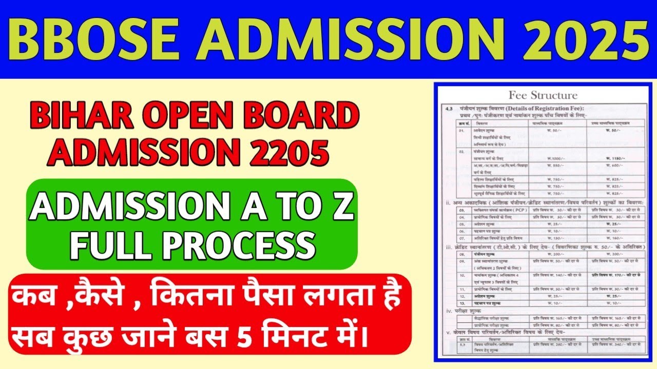 BBOSE NEW ADMISSION 2025- एडमिशन सत्र 2025 पूरी जानकारी || BBOSE ...