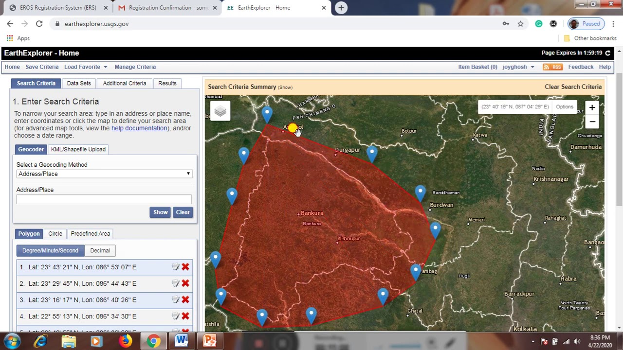 Download of Landsat Image from USGS Earth Explorer along with USGS ...