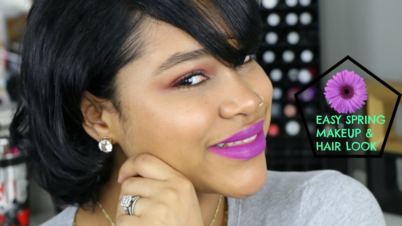 EASY SPRING MAKEUP AND HAIR LOOK - YouTube