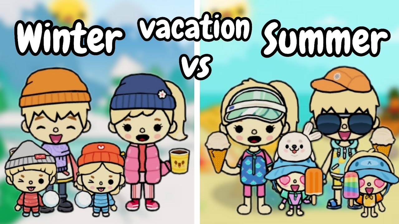 Winter vs Summer vacation family of 4 🌤 | Toca life world | Toca boca ...