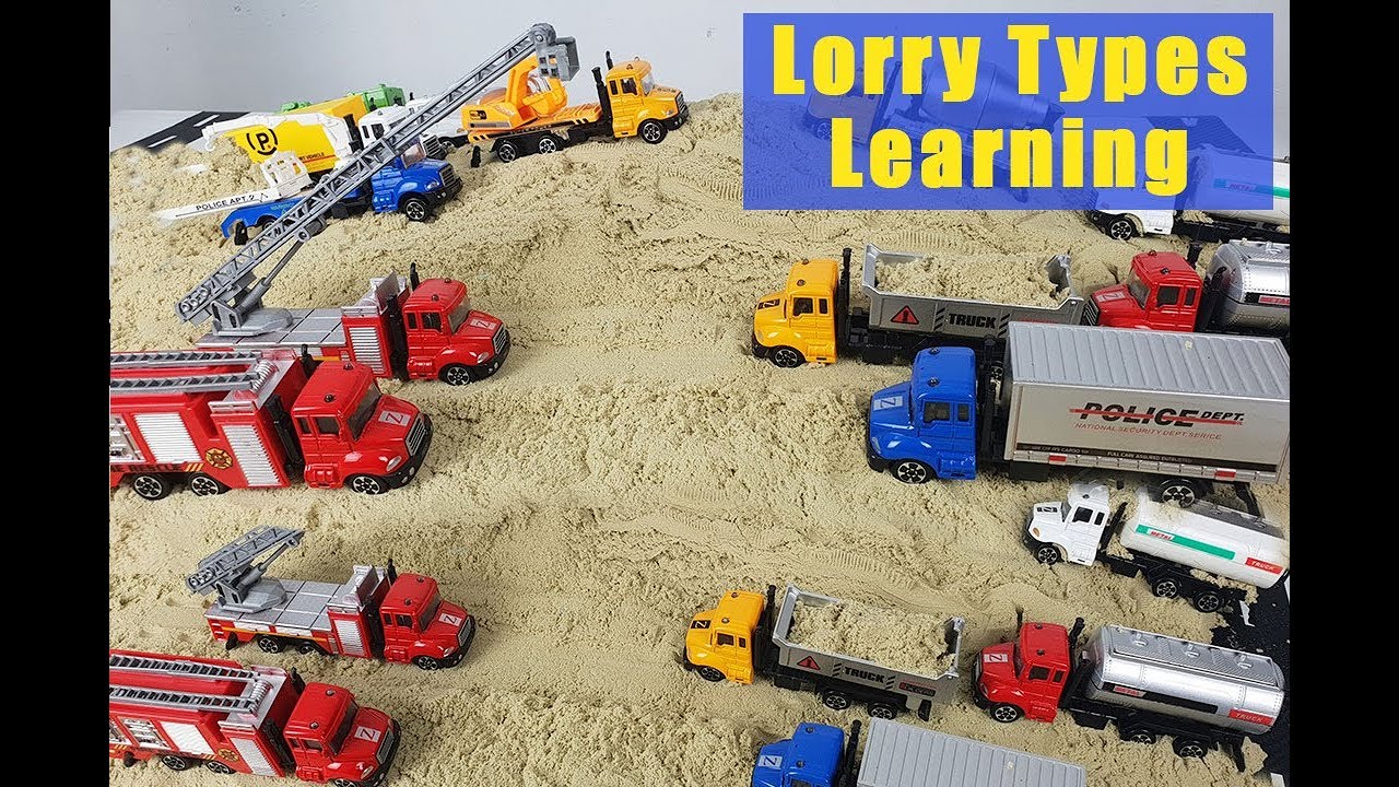 Educational Learning Lorry Types Play with Kinetic Sand - YouTube
