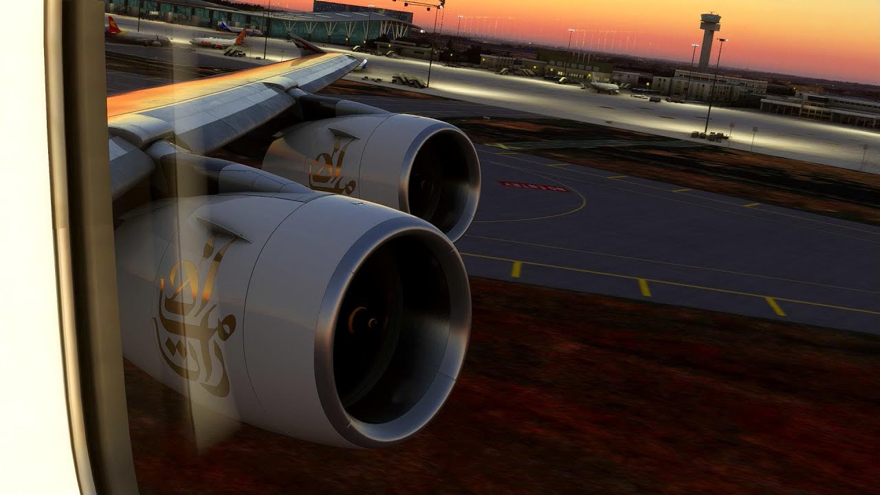 Emirates A380 Takeoff from Bangalore - Flight Simulator - YouTube