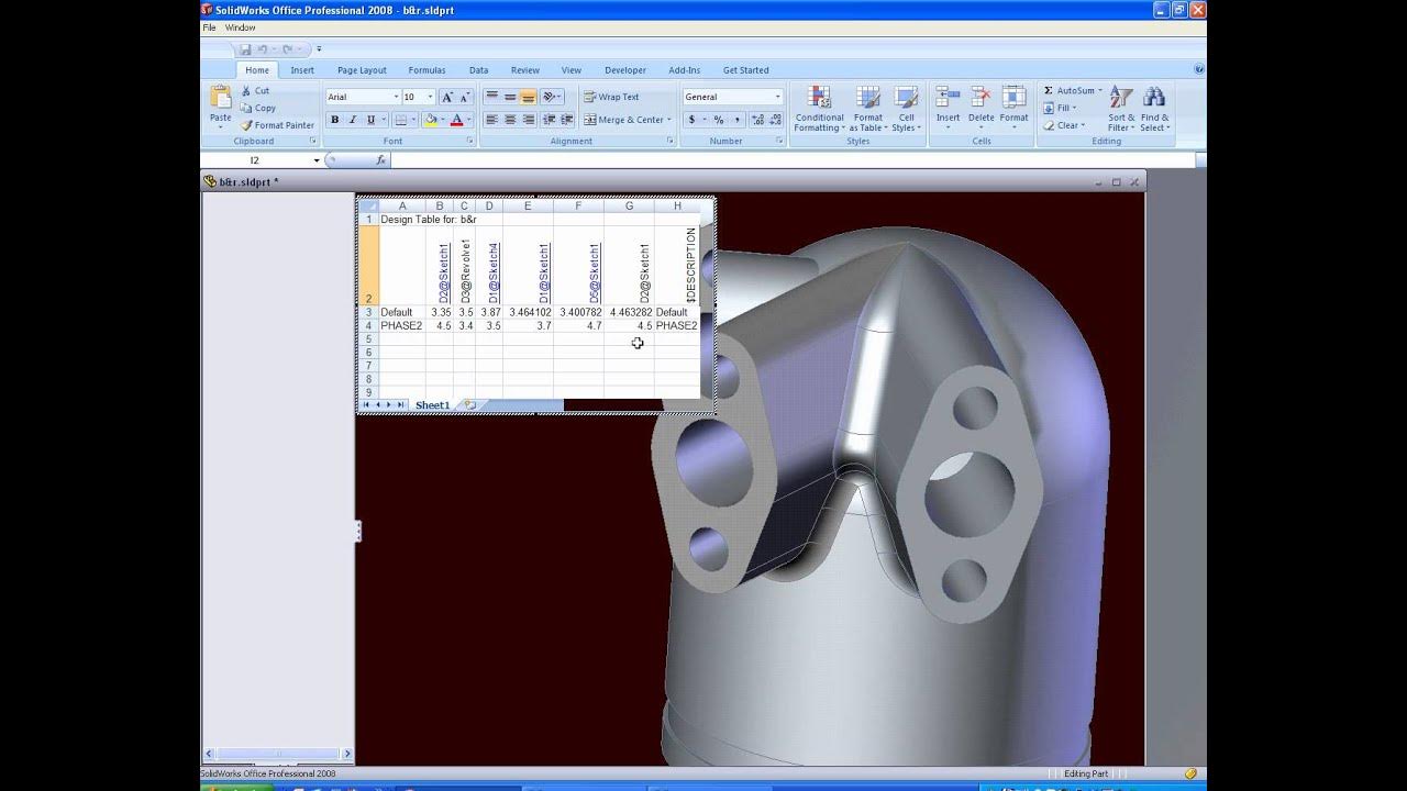 Demonstration of Solidworks/MathCAD integration - YouTube