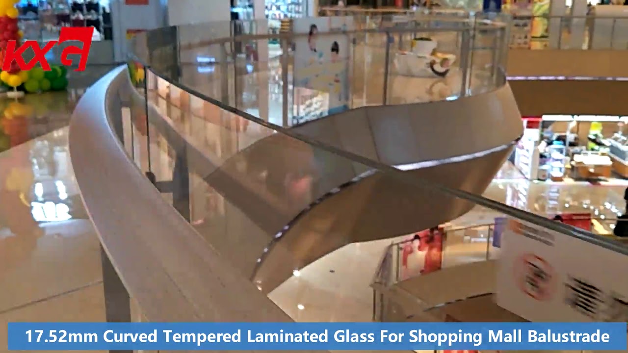 shopping mall glass balustrade 17.52mm curved tempered laminated glass ...