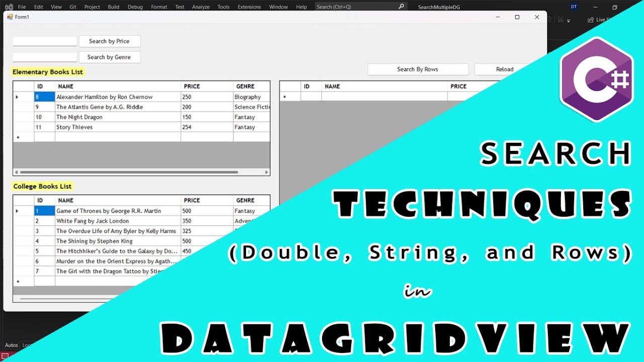 C Search Techniques Double String And Rows In Datagridview Youtube