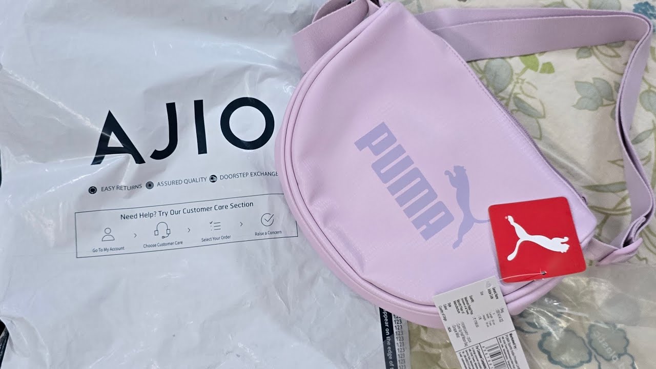Ajio Unboxing / puma half moon sling bag / Best Quality Bag from Puma ...