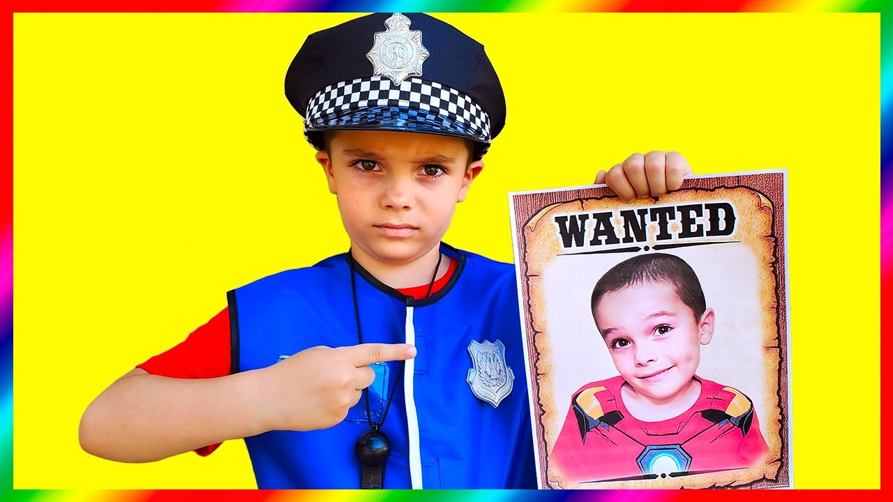 Pretend Play Funny Police Chase Story for Kids & Costume Dress Up Video ...