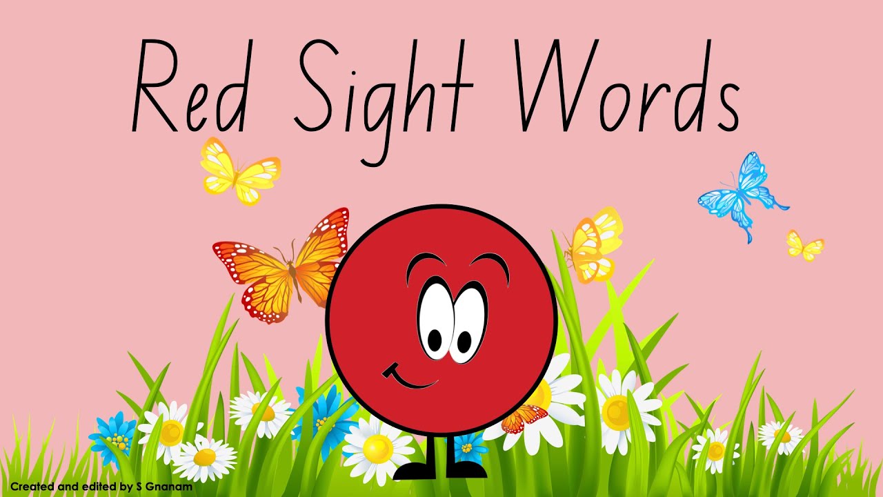 Red Sight Words Flash Cards 10 Rounds - YouTube
