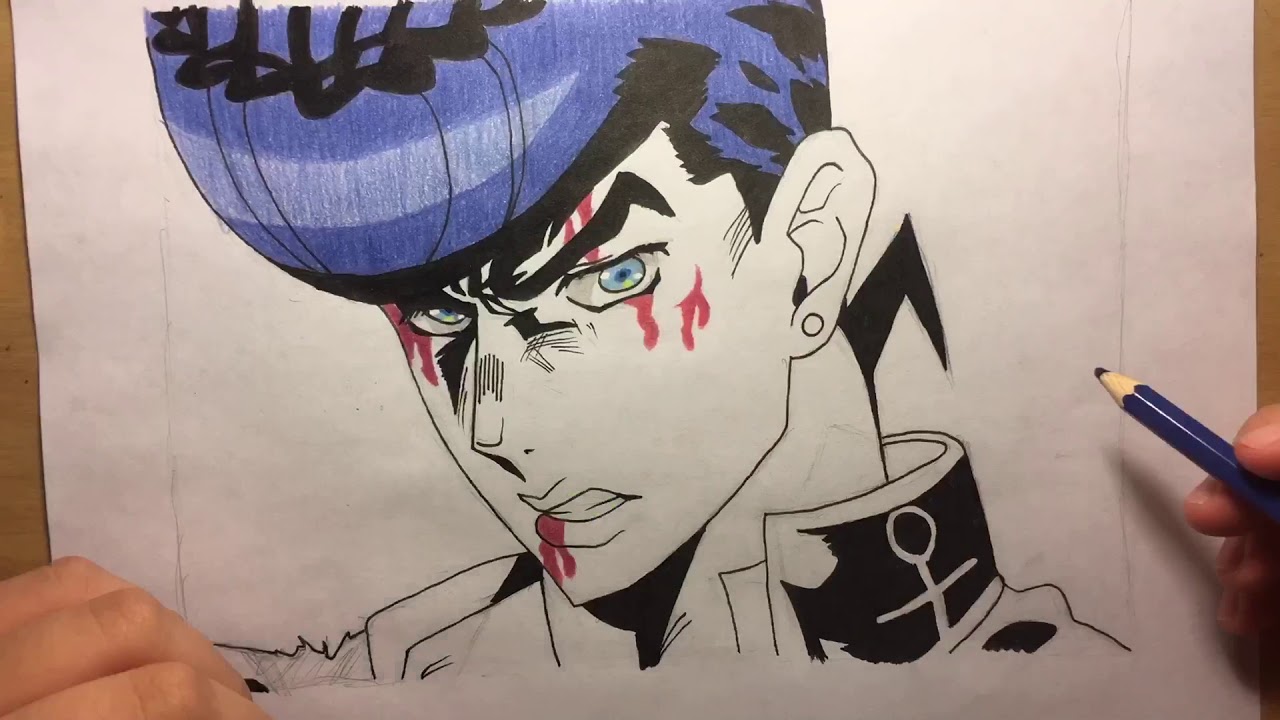 Drawing Timelapse - Josuke Higashikata (JJBA) - YouTube