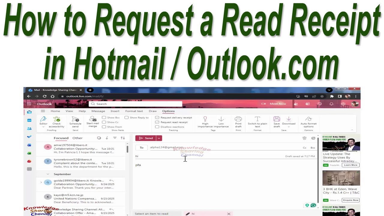 How to Request a Read Receipt in Hotmail/Outlook.com - YouTube