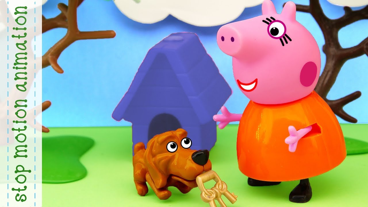super sniffer dog Peppa Pig toys stop motion animation - YouTube