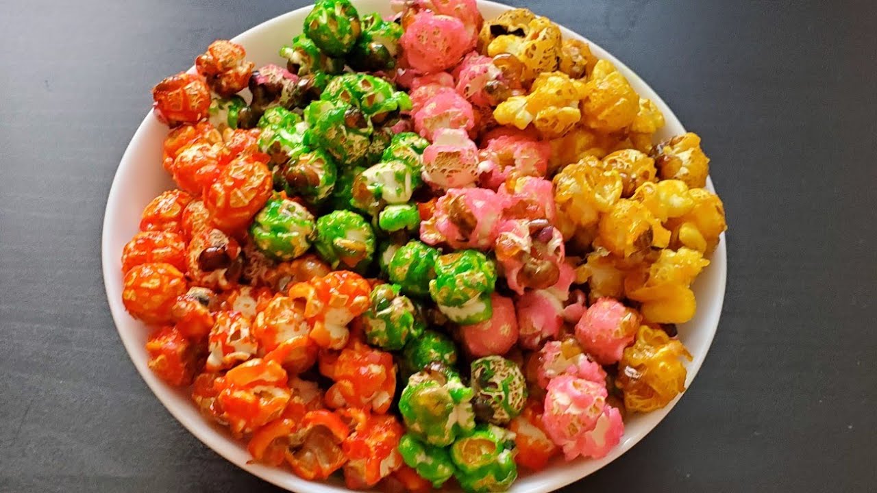 Rainbow Popcorn Recipe/ Colorful Popcorn recipe/ కలర్ ఫుల్ పాప్ కార్న్ ...