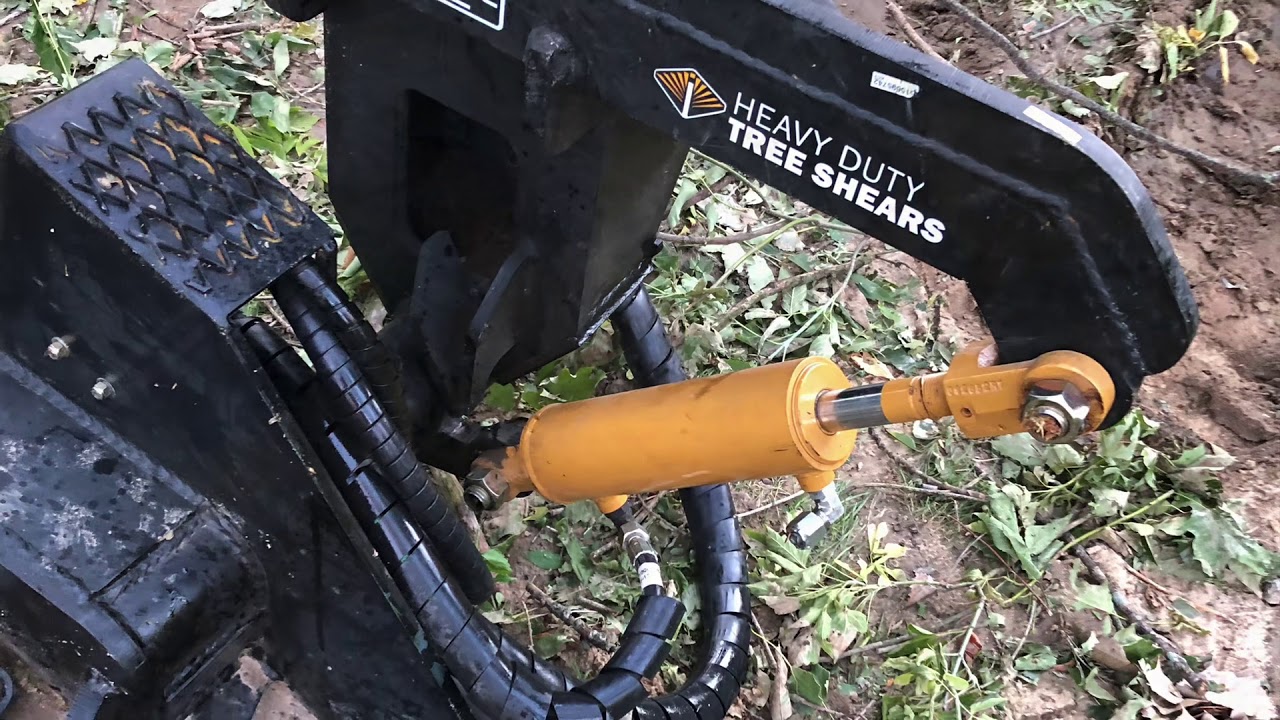 Tree Shear Excavator Bobcat clearing Timber - YouTube