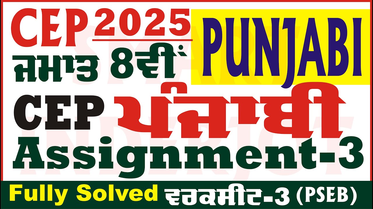 8th Class Punjabi CEP Assignment 3 Punjabi Class 8th Punjabi Worksheet ...