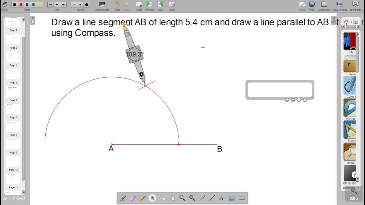 Constructing parallel line to a given line using compass - YouTube
