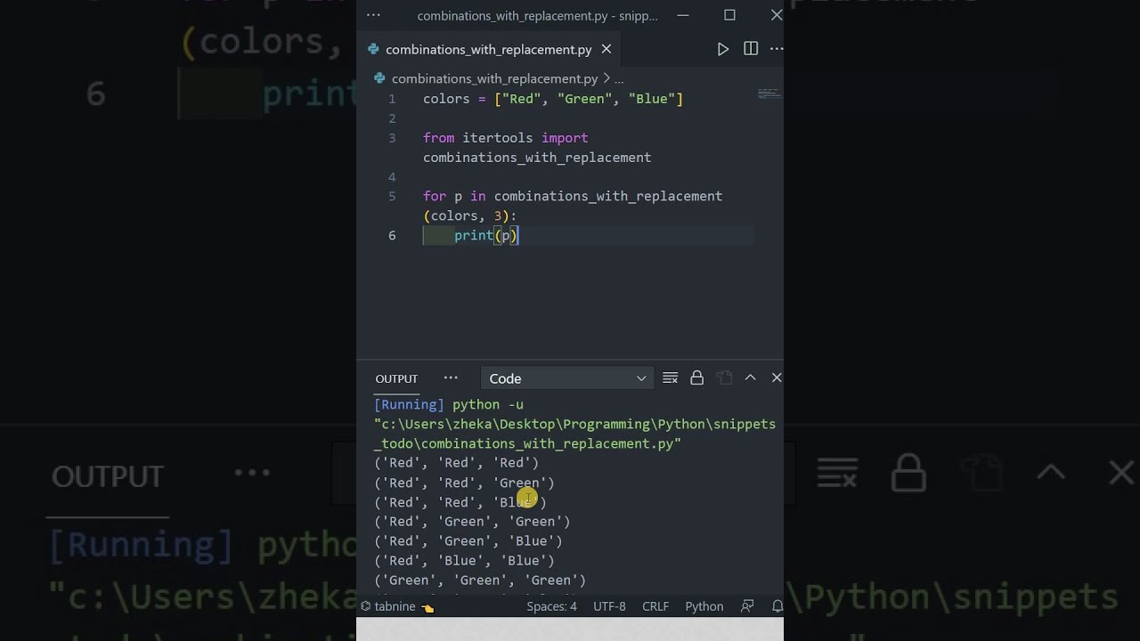 Python Combinations With Repeating Items In One Line Of Code YouTube Python Combinations With Repeating Items In One Line Of Code YouTube