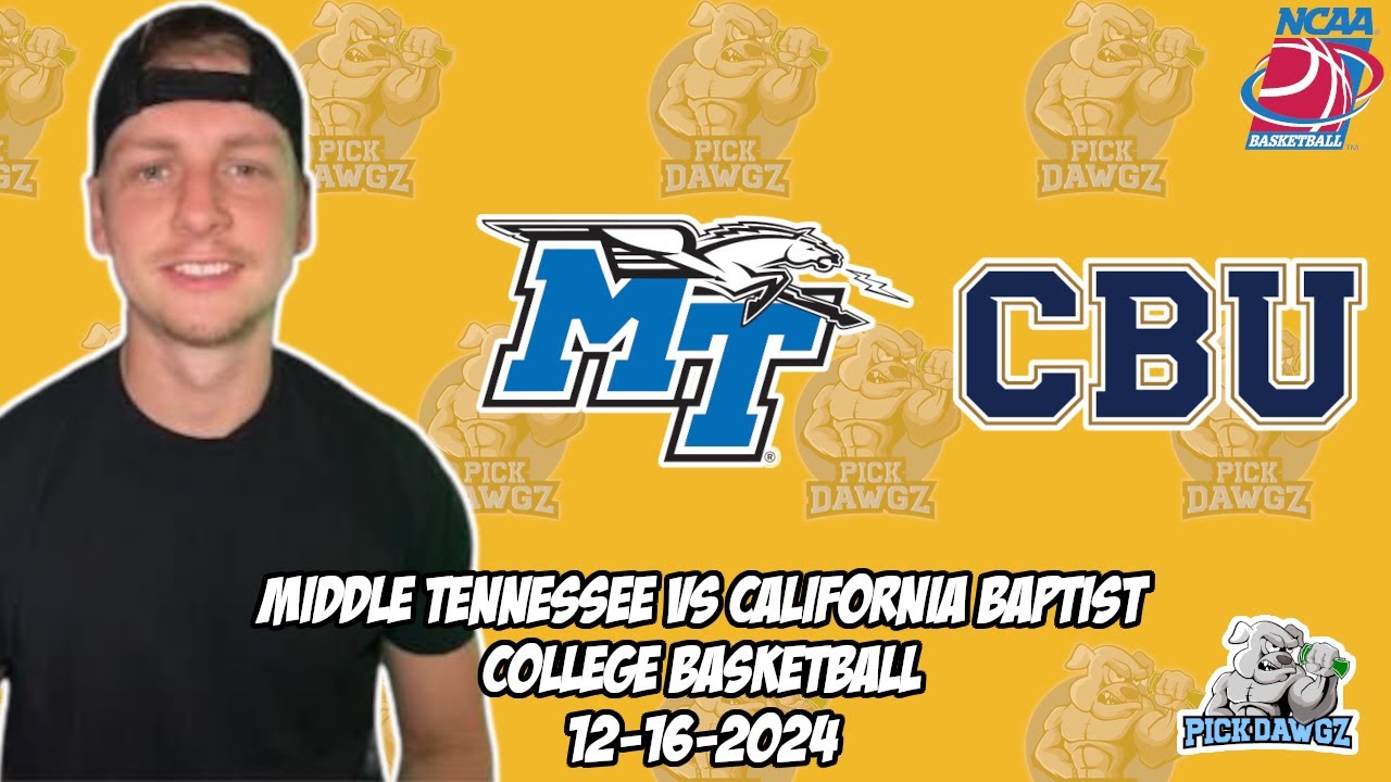 Middle Tennessee vs California Baptist 12/16/24 Free College Basketball ...