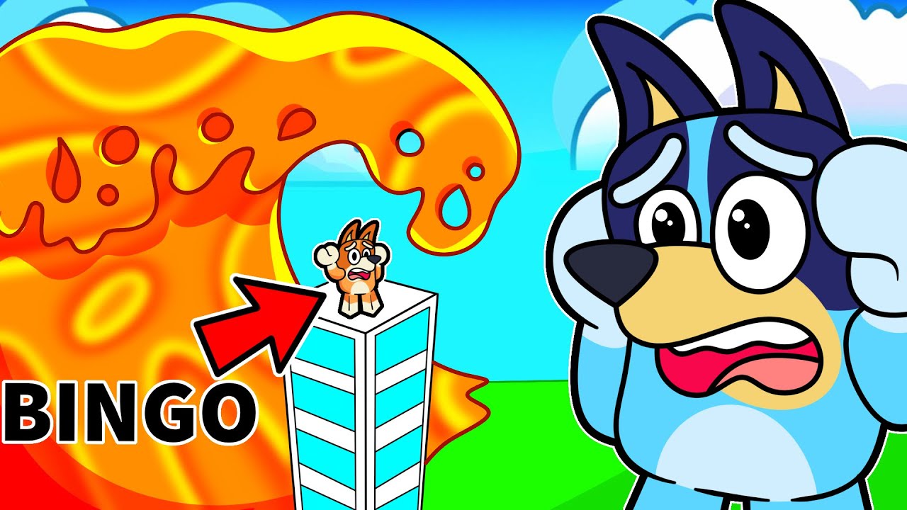 BLUEY y BINGO ESCAPAN DEL TSUNAMI GIGANTE de LAVA en ROBLOX! 😨💥 LAS ...