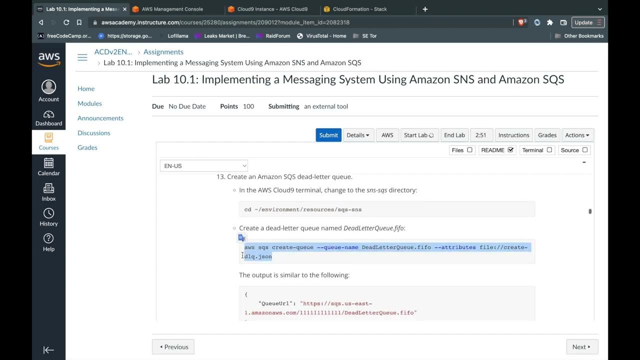 [ACD] Lab 10.1 Implementing a Messaging System Using Amazon SNS and SQS - YouTube