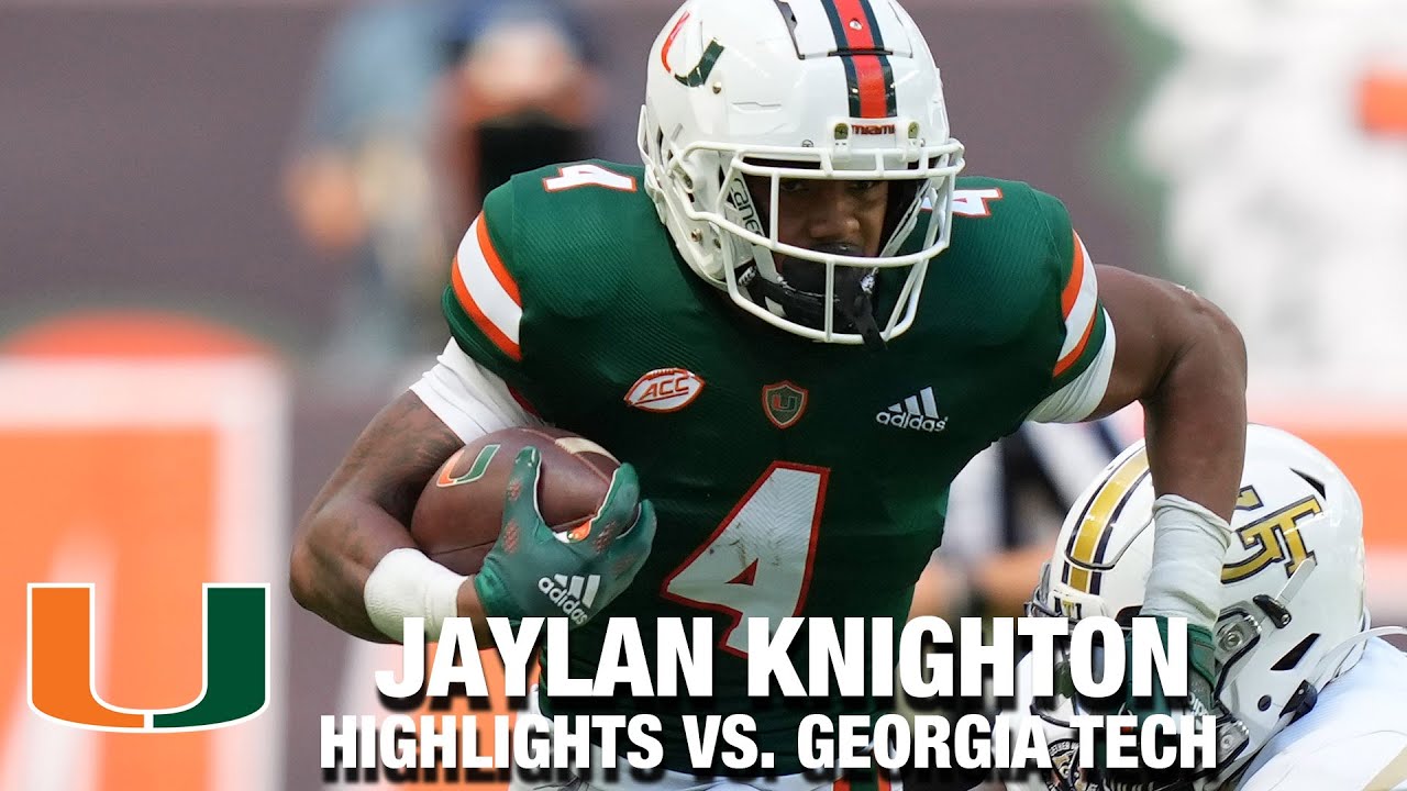 Miami's Jaylon Knighton Turns Up Versus Georgia Tech - YouTube