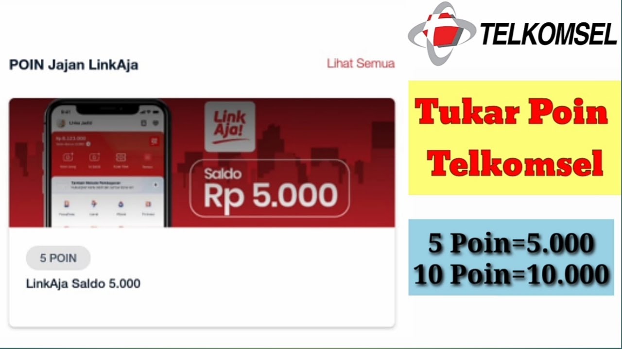 Tutorial Tukar poin telkomsel 5 poin dapat 5000 saldo bonus linkaja ...