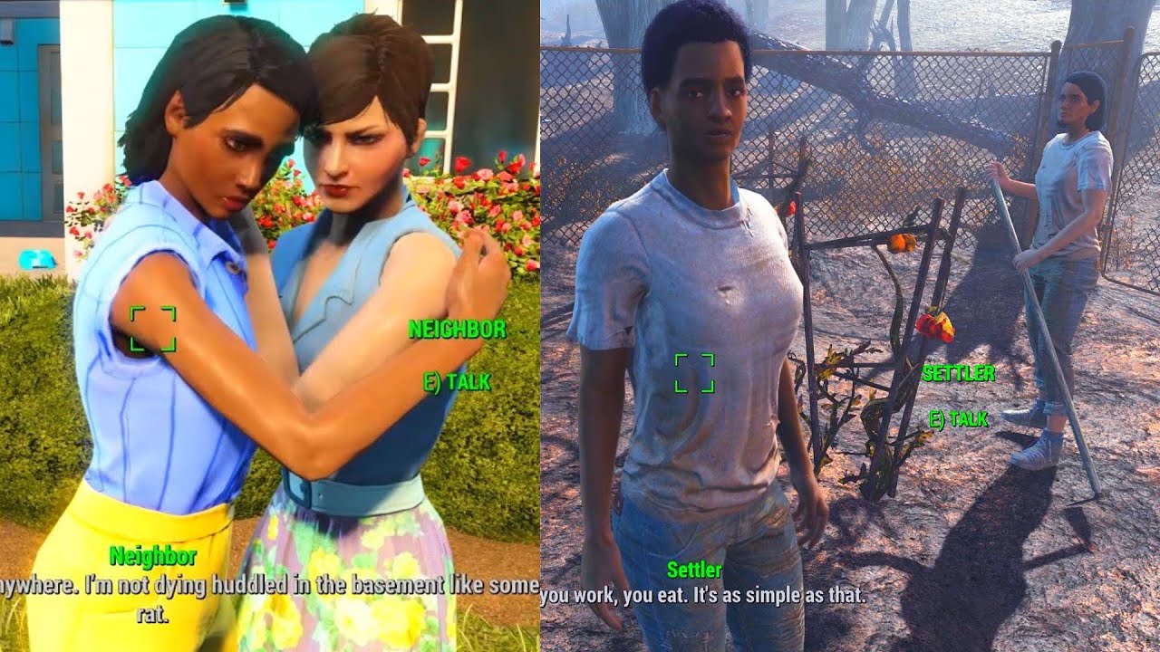 Two similar women couples in Fallout 4 - YouTube