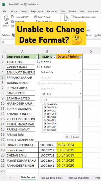 Unable to change date format #excel #excelformula #exceltutorial #exceltricks #datefunction # ...
