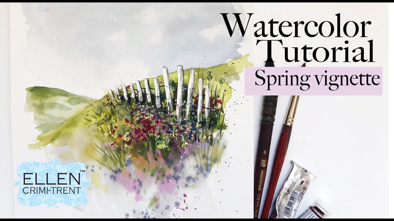 Watercolor Painting Spring Vignette- Step by step for beginners - YouTube