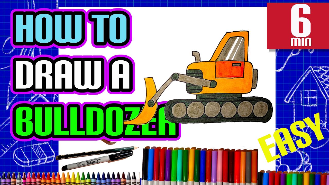 How to draw a bulldozer easy | draw construction vehicles #1 - YouTube
