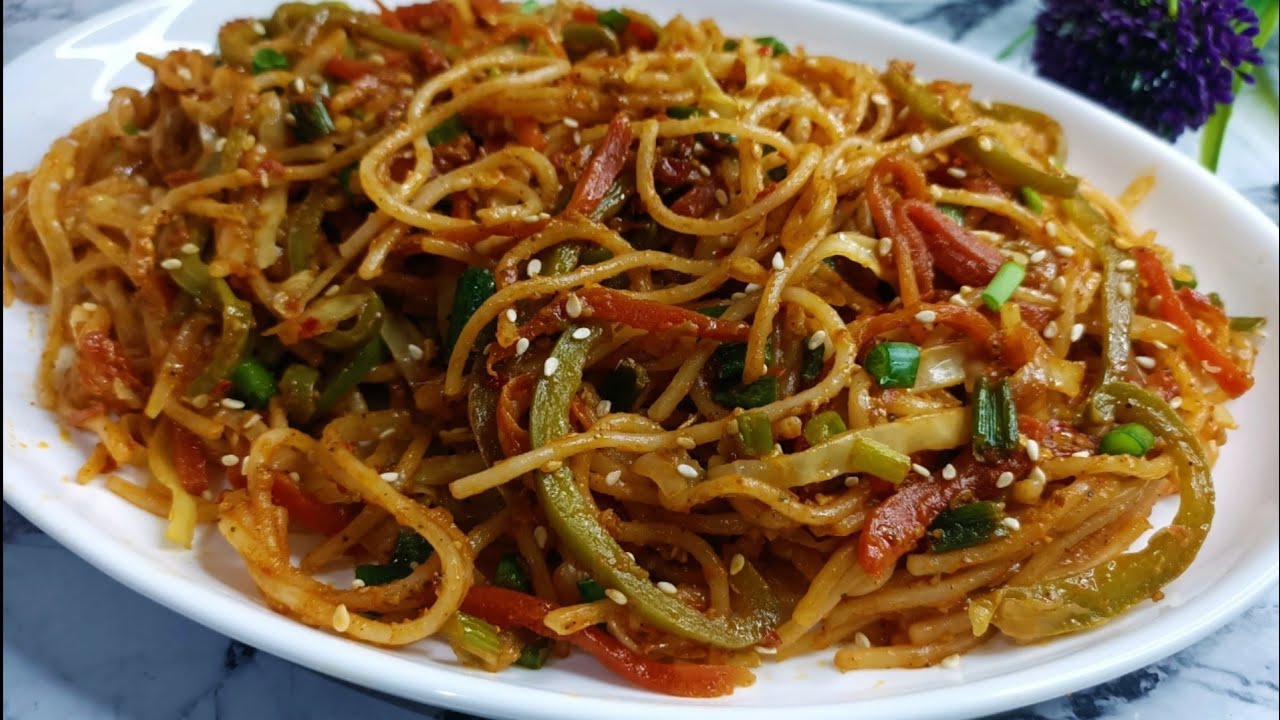 hot and spicy vegetable spaghetti recipe | pasta recipes | vegetable ...