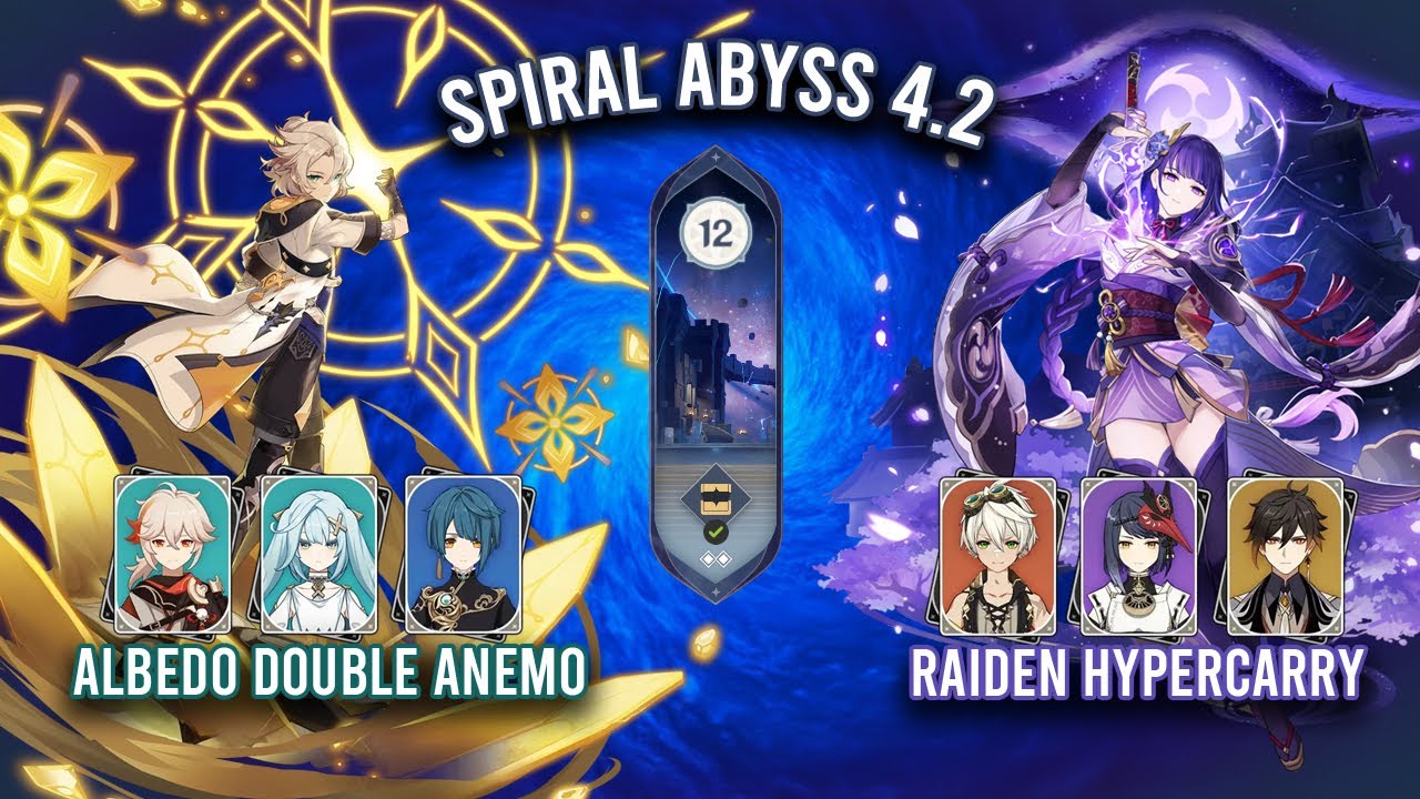 Spiral Abyss 4.2 - C6 Albedo Double Anemo & C3 Raiden Hypercarry ...