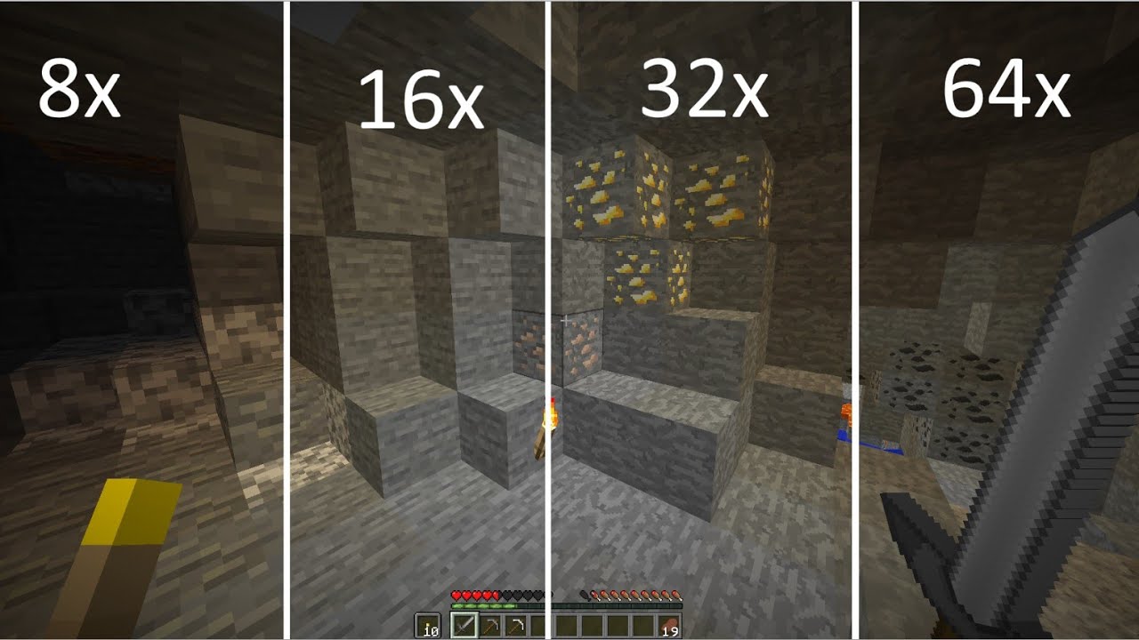 8x VS 16x VS 32x VS 64x Comparison Minecraft YouTube