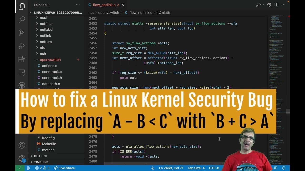 know your C; Fixing a Linux Kernel security bug by rearranging an if phrase - YouTube