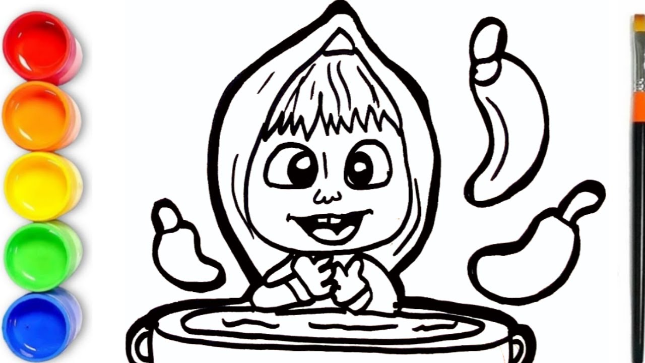 Draw Masha from Masha and the Bear 👧🏼🐻 Drawings for Kids | Drawing ...