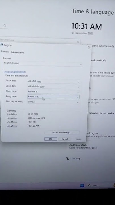windows 11 24 hour to 12 hour time setting / windows AM PM time setting ...