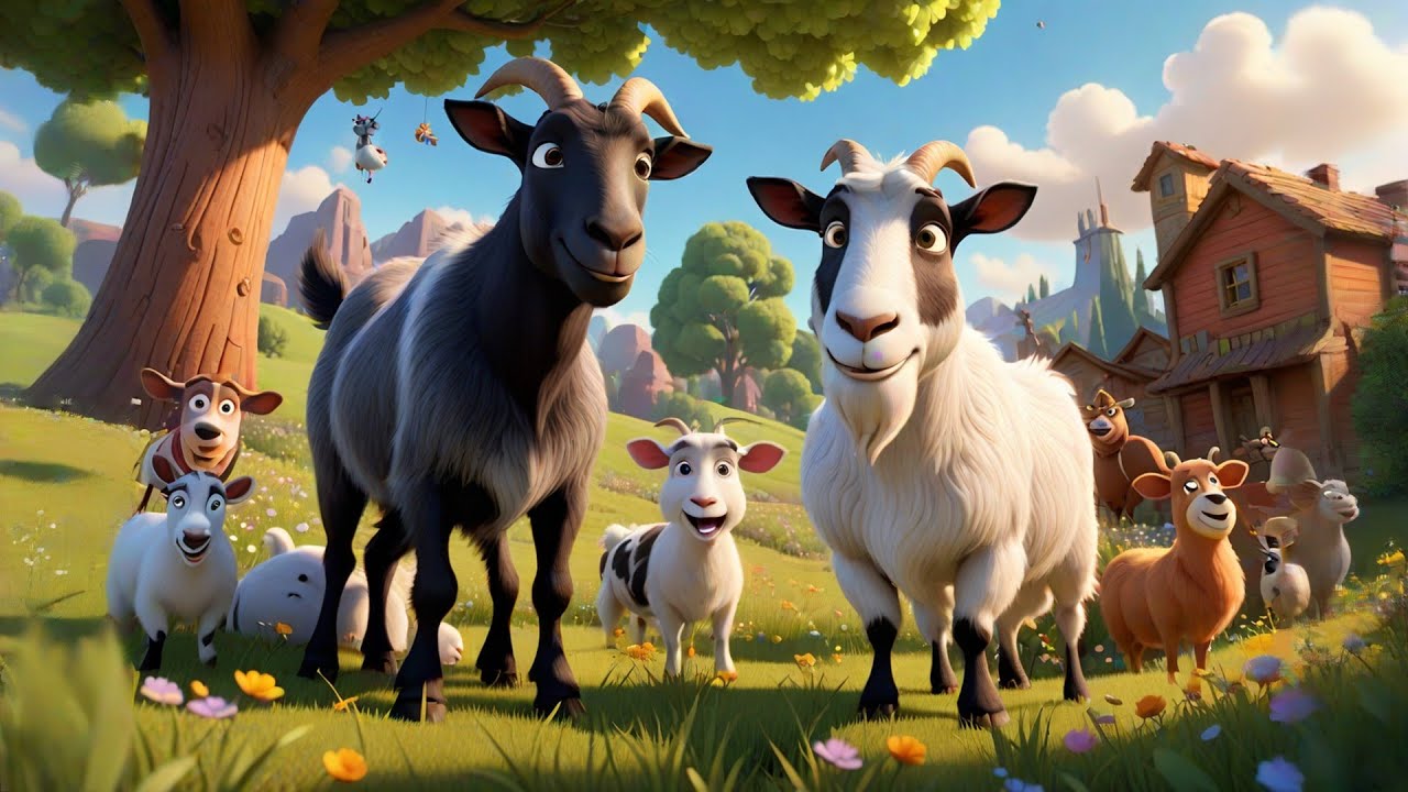 Five Giggling Goats Go Rolling By | Goat Song for Kids | Funny Animal ...