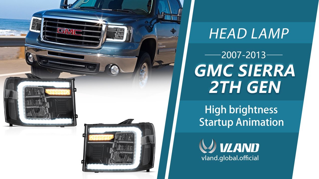 07-13 GMC Sierra 2th Gen Vland LED Reflection Bowl HeadLights - YouTube