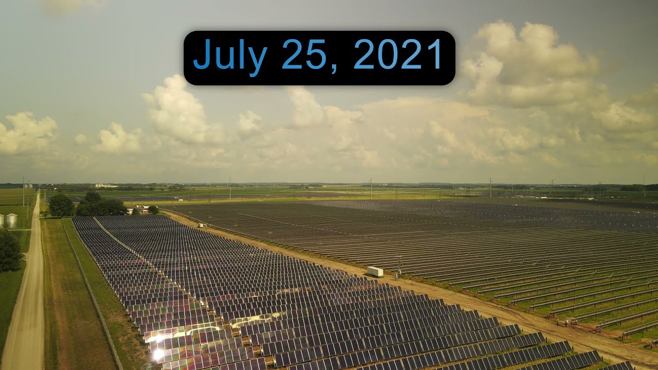 Drone's Eye View of 200 megawatt 1600 acre solar farm in Coles County ...